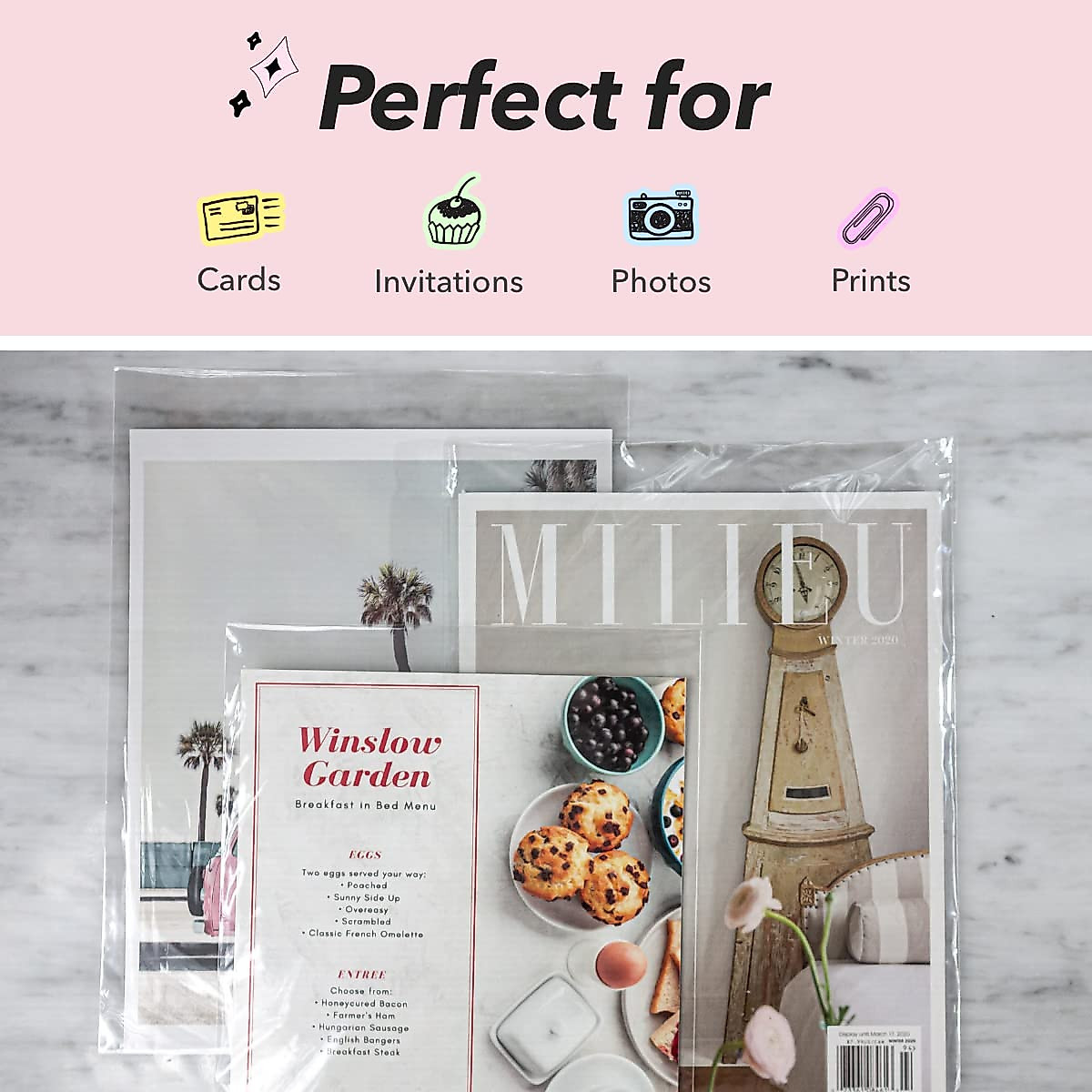 Pack It Chic - (1000 Pack) Clear Resealable Polypropylene Bags - Fits Prints, Photos, Documents - Self Seal (9" X 12")