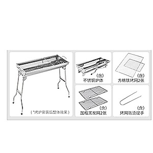 DSFEOIGY Grill Outdoor Stainless Steel Grill BBQ Carbon Grill Portable Folding Grill Charcoal Grill