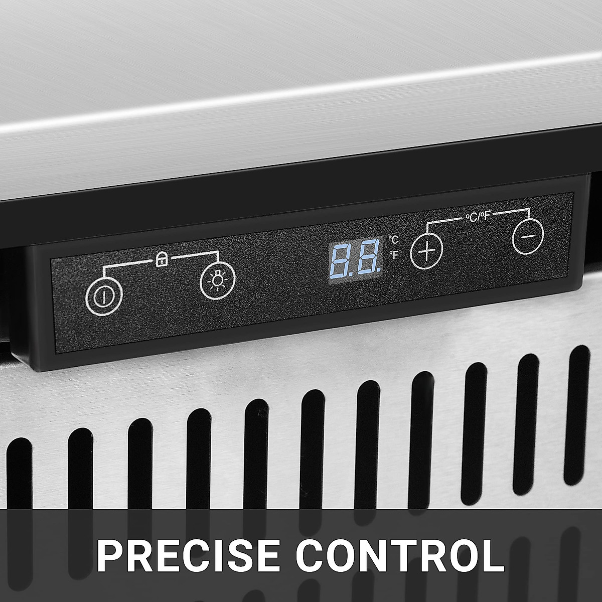 ICEJUNGLE Indoor and Outdoor Refrigerator, Digital Touch LED Display Under Counter 24'' Built-in Beverage Refrigerator Double Drawer Fridge Stainless Steel Silver