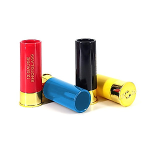HUNTPAL 12 Gauge Shotgun Shell Shot Glass Set of 4 Multi Color Shot Glasses, Cool Funny Gift Man Cave Decoration for Men Hunter Shooter