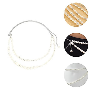 Holibanna Belly Waist Chain Pearl Waist Chain Belt Adjustable Multilayer Waist Chain Body Chain Accessory for Summer Beach Party Girls Women