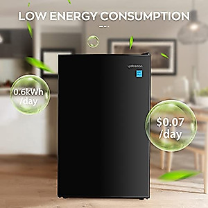 Upstreman 4.5 Cu.Ft Mini Fridge with Freezer, Single Door Small Refrigerator, Adjustable Thermostat, Low noise, Energy-efficient, Compact Refrigerator for Dorm, Office, Bedroom, Black-FR45