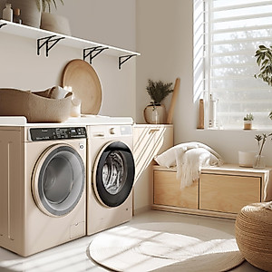 Kaboon Washer Dryer Countertop, Melamine Countertop with Edge Rails - 27.5" Depth x 54" Width Laundry Room Organization，White