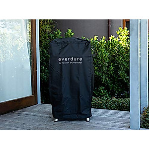 Everdure Grill Cover for 4K Charcoal Grill & Smoker, Long Cover with UV Protection and Drawstring Closure, Waterproof Lining and 4 Season BBQ Grill Protection, Black, 29.7”L x 16.6”W x 42”H
