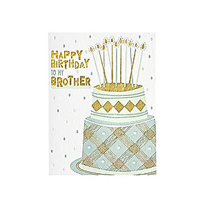 NIQUEA.D Happy Birthday Card, To My Brother Cake Letter Press (NB-0219), (4.125 x 5.5) Vertical