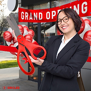 SIRCLES Grand Opening Ribbon Cutting Ceremony Kit - 25" Giant Scissors, 5yd of 4" Wide Ribbon, 10ft Banner, 8 Red & 8 White Balloons, 19 ft Banner Rope, 2 Rolls Balloon Ribbon - Grand Opening Kit