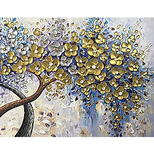 V-inspire Art,30x60 Inch Modern 3D Hand Painted Lucky Flower Tree Oil Paintings Acrylic Painted Wood Frame Decoration Abstract Canvas Wall Art Living Room Bedroom Dining Room Home Ornament
