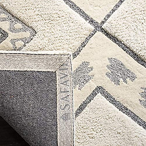 SAFAVIEH Casablanca Collection Runner Rug - 2'3" x 12', Ivory & Grey, Handmade Wool Moroccan Tribal, Ideal for High Traffic Areas in Living Room, Bedroom (CSB302A)