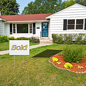 4 Pack Blank Yard Signs with H Metal Stakes,17"x12" Garage Sale Signs,White Plastic Customize Yard Signs for Garage Sale,Rent, Guidepost Decorations,DIY Outdoor Sign for House,Road