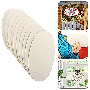 SEWACC Homemade Ornaments 10pcs Unfinished Hanging Wood Sign Oval Blank Door Plaque DIY Wood Chips Banners Garden Decorations for Wall Door Window 14x27CM Woodsy Decor