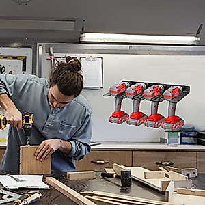 GOHIKING Garage Organization, Drill Hanger Wall Mount, Heavy Duty Power Tool Organizer that Support 4 Electric Drills and Batteries, for Garage, Home, Workshop, Shed