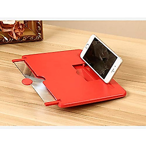 siduater 10" Screen Magnifier, 3D HD Smart Phone Magnifier Projector Screen for Movies, Videos, and Gaming – Foldable Phone Stand with Screen Amplifier, Supports All Smartphones, Red