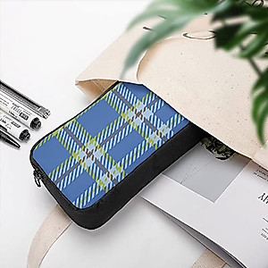 Blue Tartan Buffalo Plaid Pencil Case Pencil Pouch Coin Pouch Cosmetic Bag Office Stationery Organizer