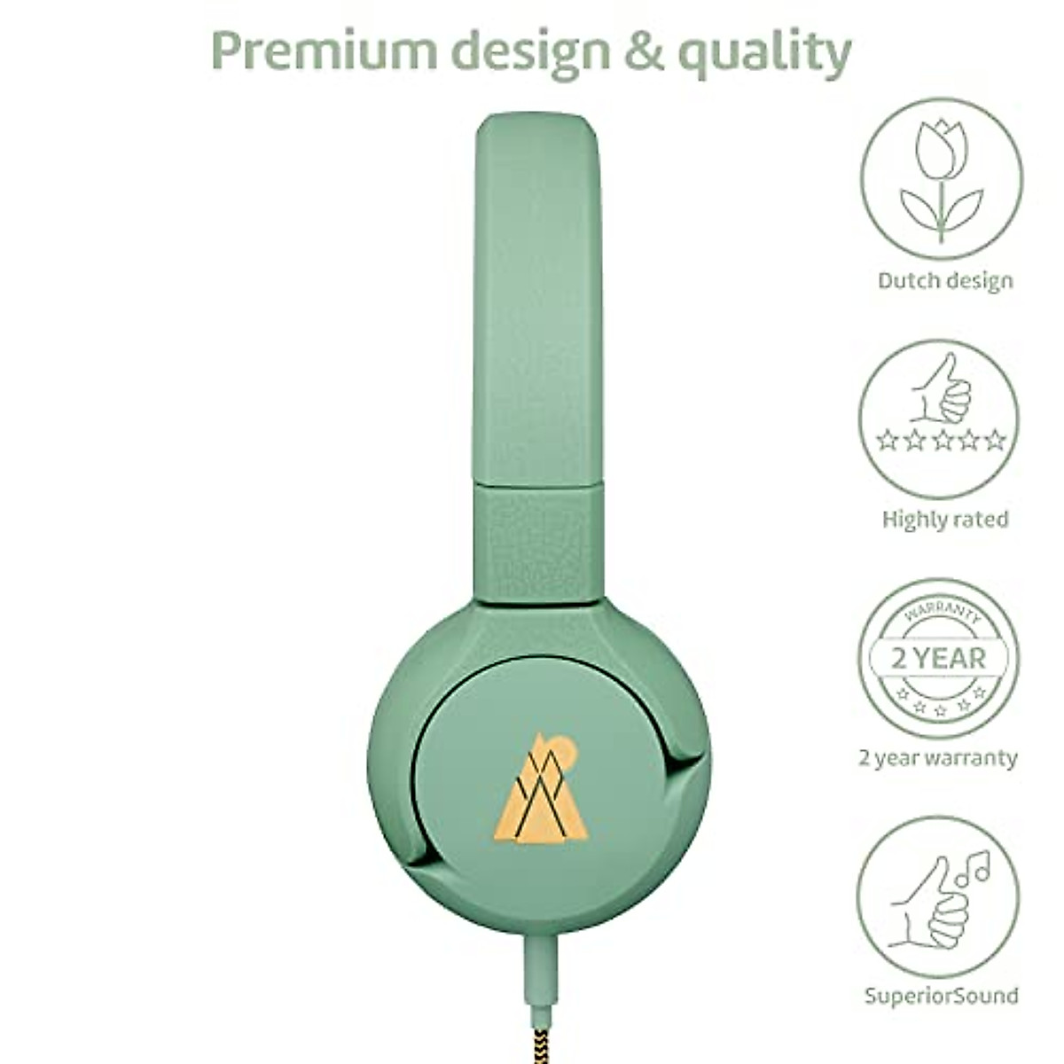 POGS Kids Wired Headphones | The Elephant | Foldable and Durable Headphones for Kids 3+ with Volume Control, Microphone, Volume Limiter 85 dB | Music-Sharing Function | (3.2ft, 3.5mm)