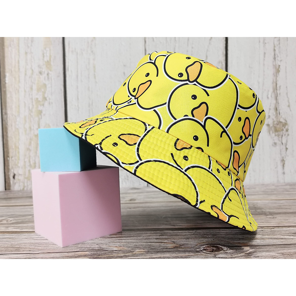 Enodtter Yellow Duck Bucket Hat for Men Women Teen Girl, Packable Reversible Printed Sun Hats, Fisherman Outdoor Summer Travel Beach Caps