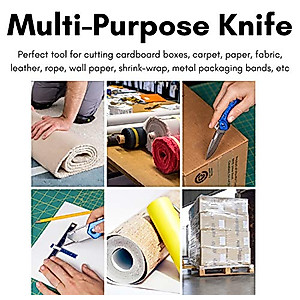 BirdRock Home Premium Folding Utility Knife with Sport Blade – Small Compact Pocket – Folding Box Cutter Tool – 3 Extra Razor Blades – Cut Cardboard Boxes – Locking Safety Knife Set – Heavy Duty