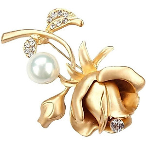 Brooches Brooch Pin Rhinestone Pearl Brooch Floral Diamond Brooch Girl Lady Jewelry Wedding Party Birthday Gift Gold Bow Gold Silver