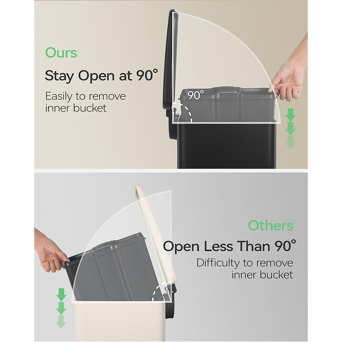 Nunsino Small Bathroom Trash Can with 15 Garbage Bags,2.6 Gallon Stainless Steel Garbage Can with Lid Soft Close,Small Trash Bin for Bathroom,Kitchen,Home Office,Black