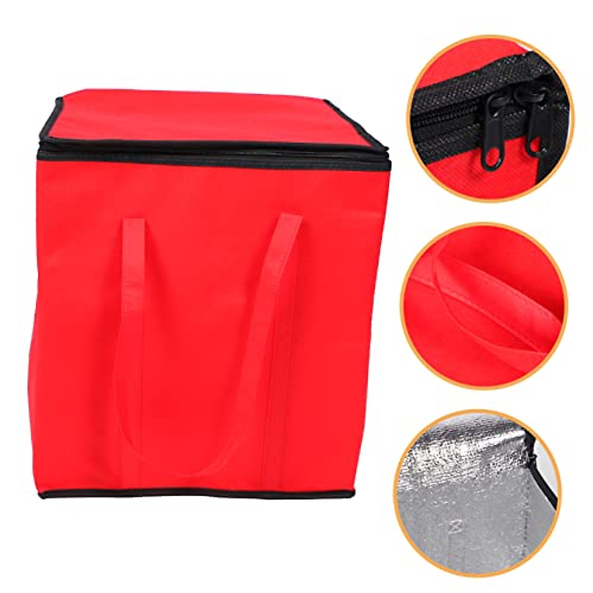 SOLUSTRE Catering Bag 1pc Portable Cooler Bag Water Resistant Tote Bag Portable Heating Lunch Box Foldable Tote Bag Insulated Shopping Bag Thermal Bag Take-out Insulated Bag Red