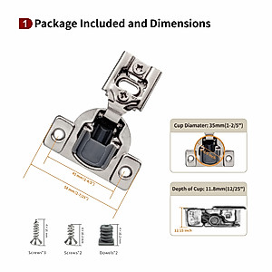 STIANC 50 Pack 1/2" Overlay 2D Soft Close Hinges for Face Frame Kitchen Cabinet, 3 Way Adjustability, Quiet Self-Shut Door,105 Degree
