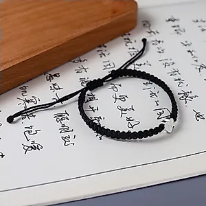 tenghong2021 Heart Initial Bracelets 26 Letters Initial Charms Bracelet for Women Gifts Handmade Rope Braided Adjustable Jewelry for Mom Daughter Birthday Jewelry Gift-Silver C