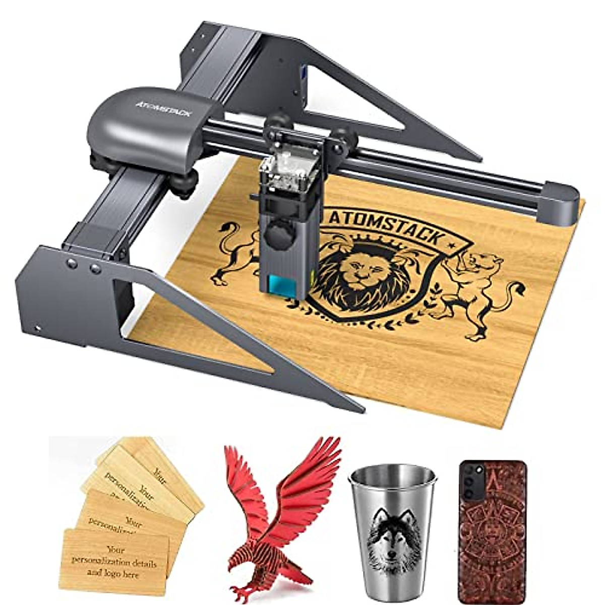 Atomstack P7 M30 Portable Laser Engraver by UESUIKA, 30W Laser Cutter and Engraver Machine, 5.5W Output Power CNC Laser Cutter for Acrylic Wood and Metal, 7.8'' x 7.8''(200x200 mm) Engraving Area