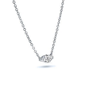 Diamond Wish 0.25 Carat Marquise Diamond Solitaire Pendant Necklace in 14k White Gold with 18 Inch Chain Spring Ring V-End Prong Set