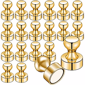 20 PCS Refrigerator Magnets, Gold Metal Push Pin Magnets, Ideal for Whiteboard Magnets, Fridge Magnets, Office Magnets, Classroom Magnets, Map Magnets