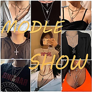 LIRUNQIN Y2k Accessories Cross Necklace Y2k Accessories Y2k Necklaces Y2k Jewelry Aesthetic Necklace Goth Grunge Necklaces