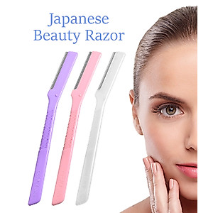 Seki Japan Face Beauty Trimmer, Women's Facial Razor, Disposable Facial Hair Removal Groomer, with Safety Cover 3 Pieces