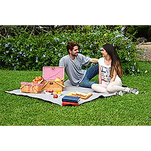 Picnic Basket Natural Woven Woodchip with Double Folding Handles | Easter Basket | Storage of Plastic Easter Eggs and Easter Candy | Organizer Blanket Storage | Bath Toy and Kids Toy Storage