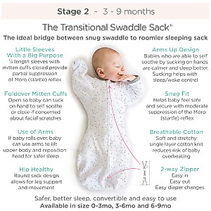 Amazing Baby Transitional Swaddle Sack with Arms Up Half-Length Sleeves and Mitten Cuffs, Tiny Elephants, Pink, Medium, 3-6 months, 14-21 lbs (Better Sleep for Baby Girls, Easy Swaddle Transition)