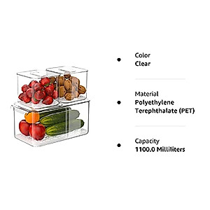 iPEGTOP Fridge Produce Saver Food Storage Bin Containers, Stackable Refrigerator Freezer Organizer Fresh Keeper Container with Vented Lids, 3 Pack