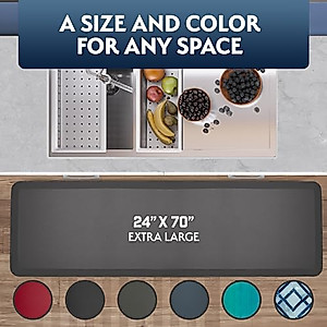 Sky Solutions Anti Fatigue Floor Mat - 3/4" Thick Cushioned Kitchen Rug, Standing Desk Mat - Comfort at Home, Office, Garage - Non Slip, Durable and Stain Resistant (24" x 70", Gray)