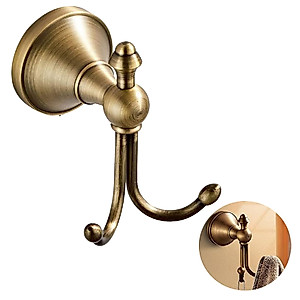 Vintage Brass Towel Hook Hanger Double Robe Hooks Wall Mounted for Bathroom Bronze Antique Brass Wall Towel Robe Hook Clothes Hanger