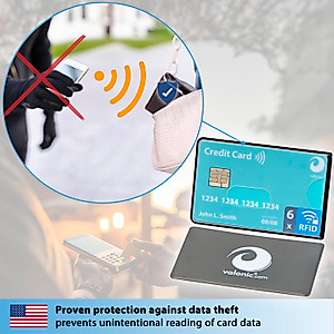 valonic Set of 6 RFID Blocking Sleeves - Transparent Front, Credit Card Protector Sleeve for Wallet - Protection Block for Debit Card, Passport and Metro Card