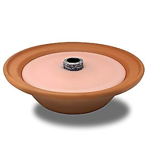 Hyoola 5 Hour Outdoor Firebowl Candle - Unscented Large Flame Wick in Terra Cotta Bowl - Insect and Mosquito Repellent Effect - for Table, Patio, Yard, Camping, Outdoors - Peach.