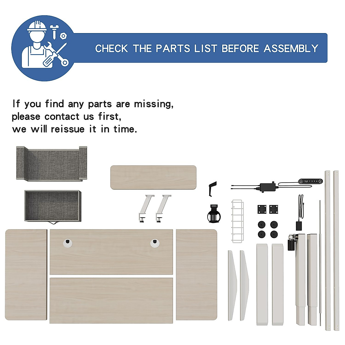 HEONAM Electric Standing Desk with Drawer, 63x30 Inches Height Adjustable Sit Stand Up Desk with Storage Shelf, Home Office Desk Computer Workstation with White Pearwood Top/White Frame