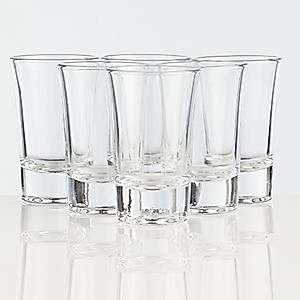 Burns Glass Flared Tequila Glasses, Heavy Base Shot Glass Set, 1 Oz. (Set of 6)