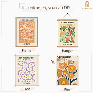 Abstract Minimalist Wall Art - Mid Century Modern Decor - Flower Market Poster Print - Abstract Art - Museum Gallery Wall Art Set - Preppy Aesthetic Pictures - Danish Pastel Art Print - Set of 6