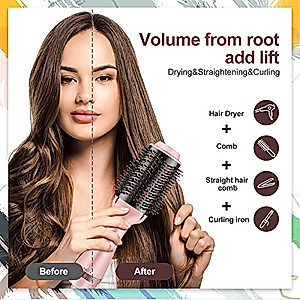 Cosermart Hair Dryer Brush 4 in 1 Blow Dryer Brush with Comb, Upgraded Hot Air Brush with Negative Ion Anti-frizz Blowout Brush Hair Dryer for Drying, Straightening, Curling, Salon, Hair Volumizer