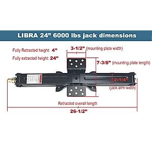 LIBRA 24" 6K lbs RV Trailer Camper Stabilizer Leveling Scissor Jacks w/Dual Power Drill sockets & mounting Hardware Set-Set 2