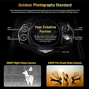 DOOGEE S98 Unlocked Rugged Smartphone, MTK G96 8GB+256GB Android 12 IP68 Waterproof Phone, 64MP+20M Night Vision Camera, 6.3"FHD+, 6000mAh, Global Unlocked Dual SIM 4G Rugged Phone NFC OTG GPS, Black