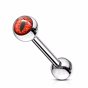 Covet Jewelry Snake Eye Inlaid Ball 316L Surgical Steel Barbells (Red)