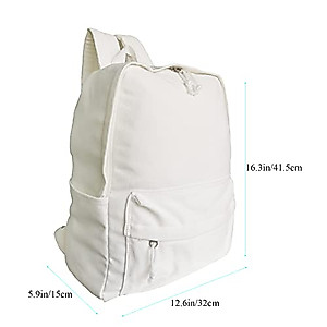 Vailldge DIY Canvas Backpack White Casual Daypack Satchel Laptop Backpack with Acrylic Markers (White Backpack DIY)