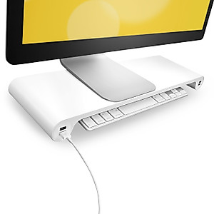 Quirky Spacebar POP Monitor Stand and 6-Port USB Hub, White (PSPBP-WH01)