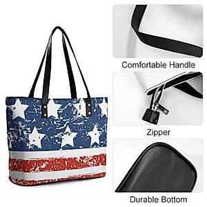 Womens Handbag American Flag Leather Tote Bag Top Handle Satchel Bags For Lady