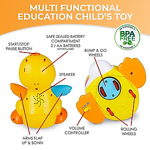 TOYTHRILL Baby Musical Duck Toy, Dancing Walking Yellow Duck - Interactive Action Learning Educational Flapping Light up Dancing Duck with Music