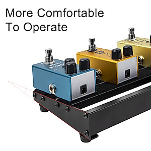 Guitar Pedalboard with Built-in Power Supply Pedal Board Aluminium Alloy 1.8lb Lightweight Pedal Board 19x5 Inch Black Pedal Board with Power Supply, Carrying Bag, Guitar Pedal Cable, Velcro