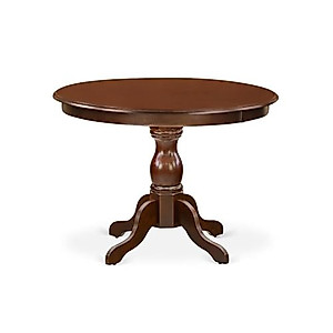 East West Furniture HLDL5-MAH-W 5 Piece Kitchen Table Set for 4 Includes a Round Dining Table with Pedestal and 4 Dining Room Chairs, 42x42 Inch, Mahogany